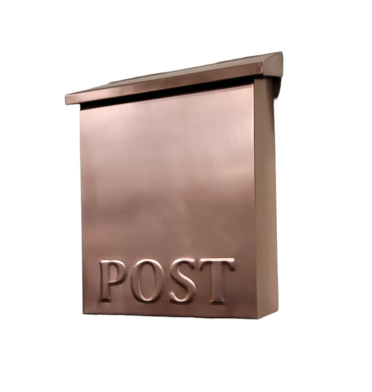 Large Flush Mount vertical patina Copper Mailbox | CU-COPPER DESIGN