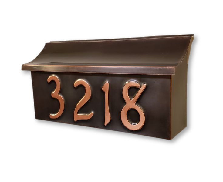 Flush Mount Patina Copper Mailbox With house numbers – CU-COPPER DESIGN